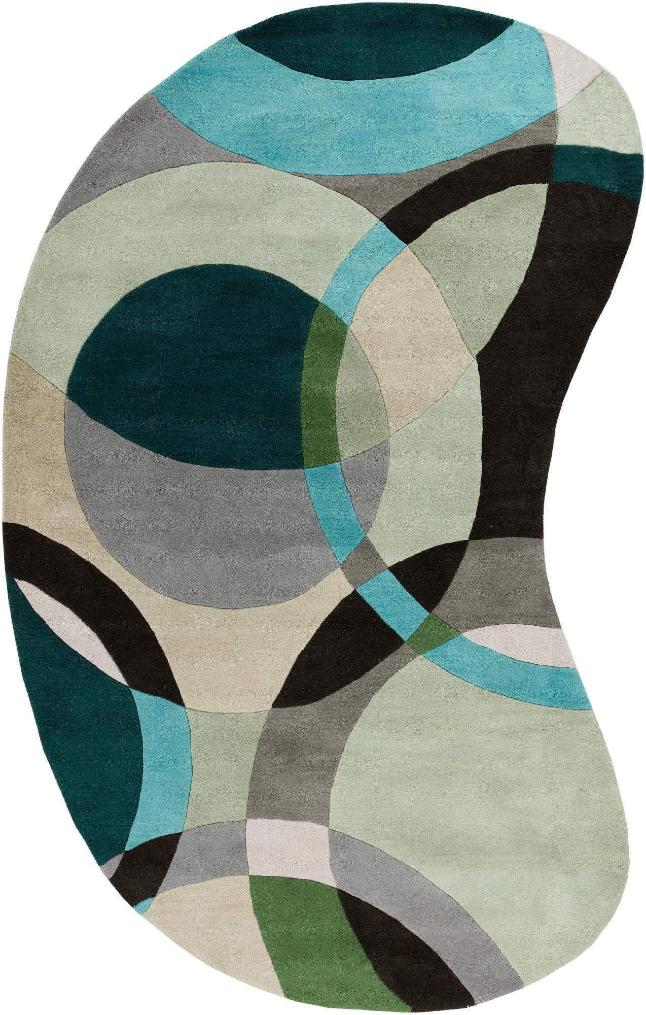 Mark&Day Area Rugs, 6x9 Besancon Modern Dark Green Kidney Area Rug (6 ...
