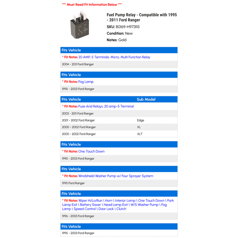 2002 Ranger Starter Relay, Fuel Pump Relay Fuses, 43% OFF