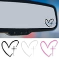 Car Rear View Mirror Decal Sticker, Cross and Heart Pattern Vinyl Decal ...