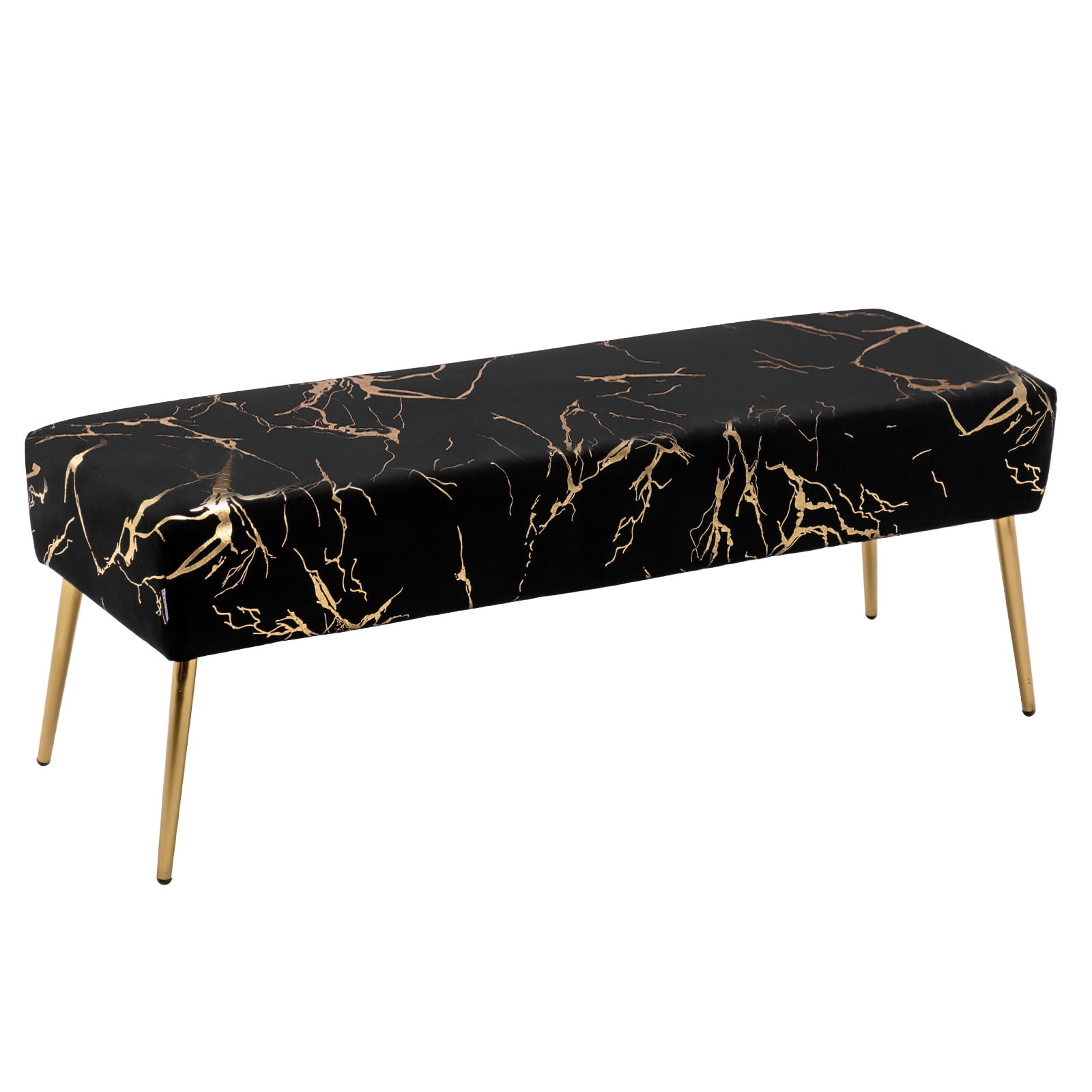 Duhome Elegant Lifestyle Ottoman Bench Gilding Velvet Uphplstered Black