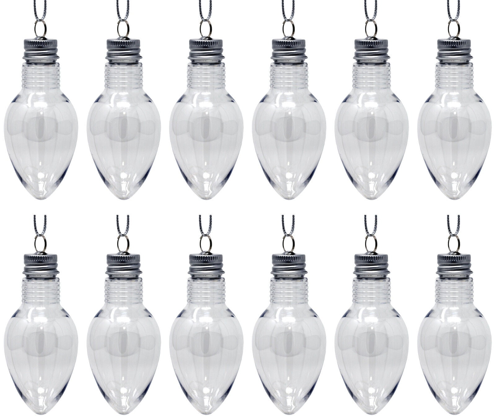 Box of 24 - 4 Inch Fillable Light Bulb Shape Clear Plastic Christmas ...