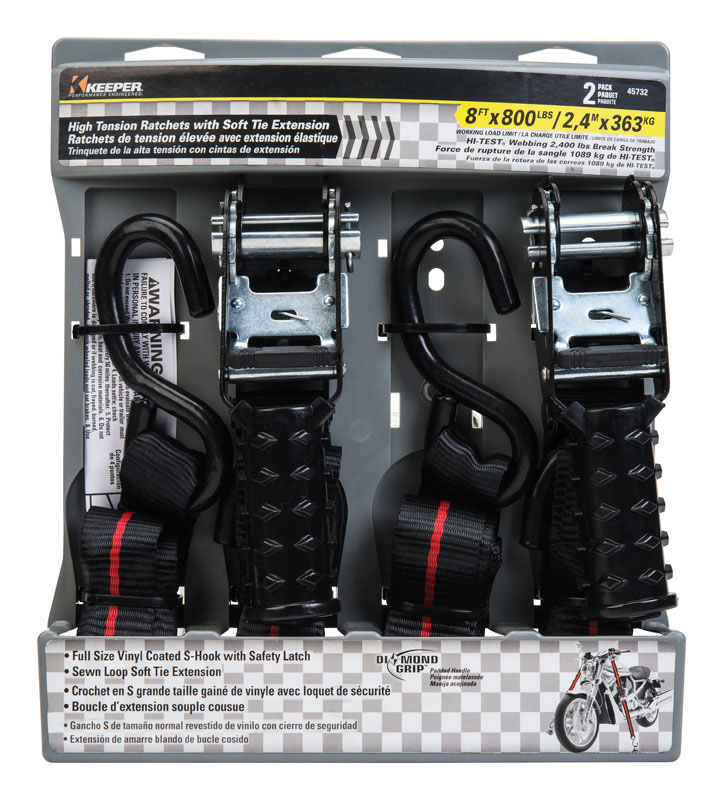 Keeper 45732 Tie Down Strap, Black, 8' - Walmart.com