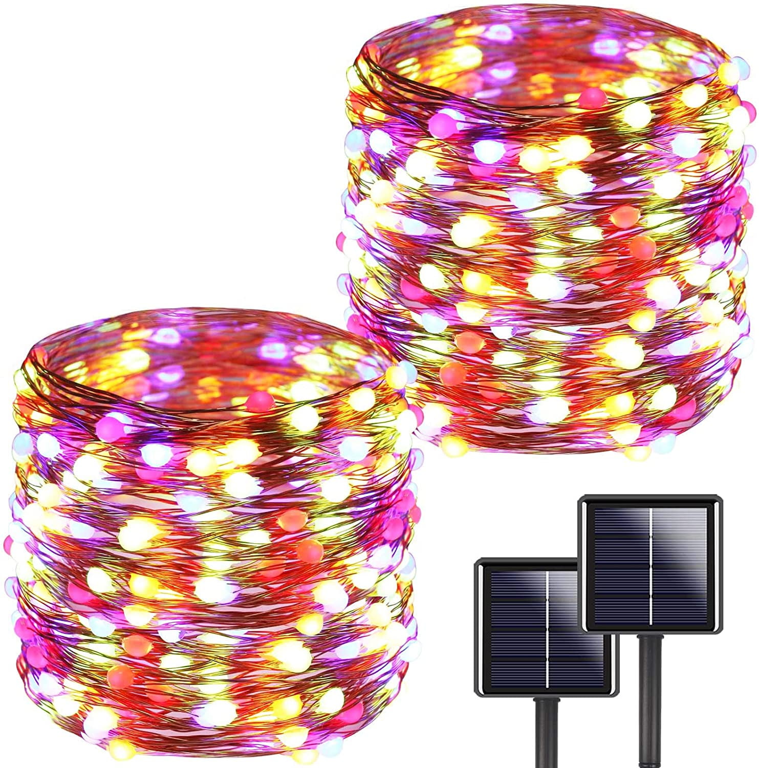 Morttic 2 Pack Each 72FT 200 LED Solar String Lights Outdoor, Super ...