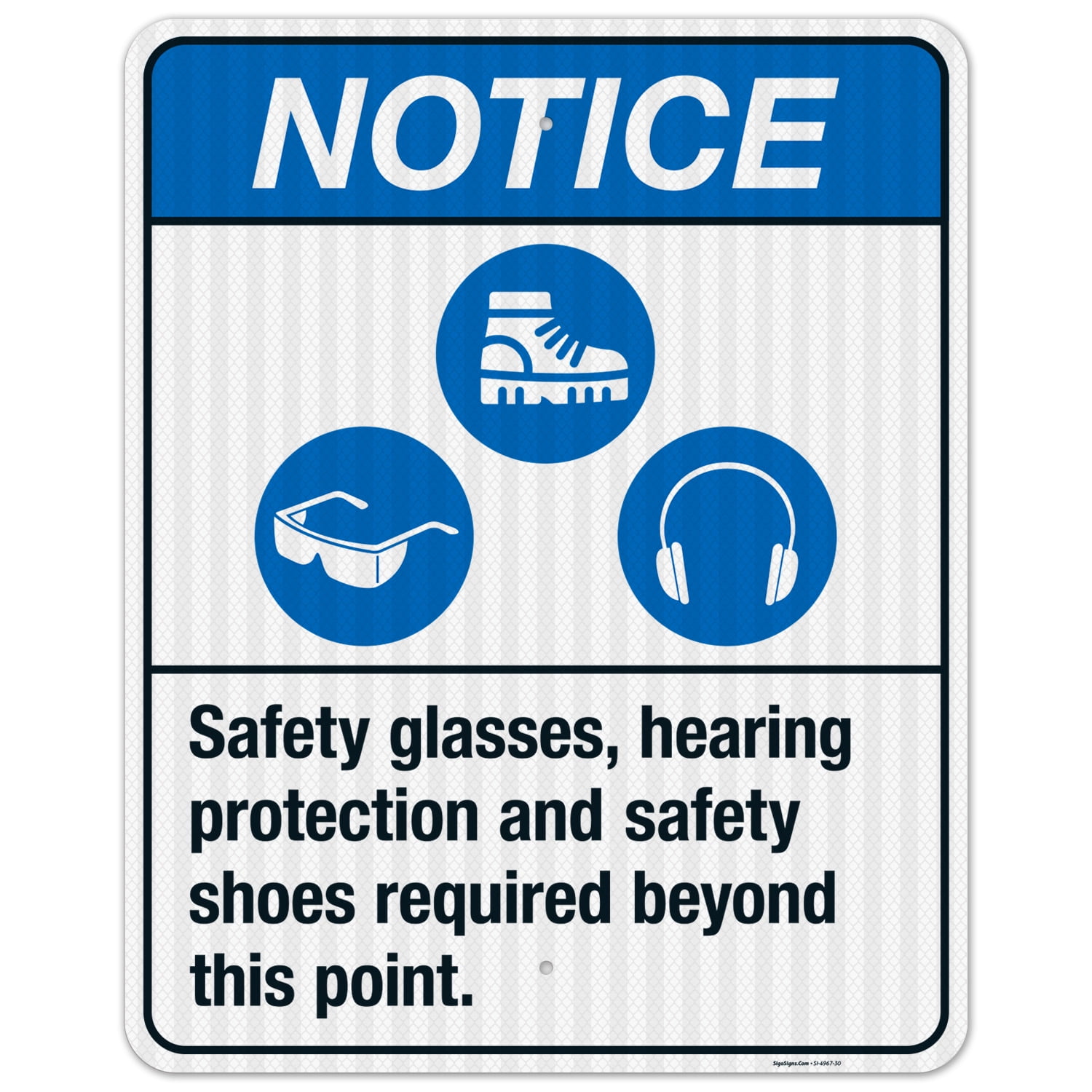 Safety Glasses, Hearing Protection And Safety Shoes Required Sign, ANSI ...