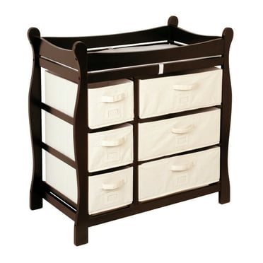 Badger Basket Sleigh Style Baby Wood Changing Table with 6 Baskets ...