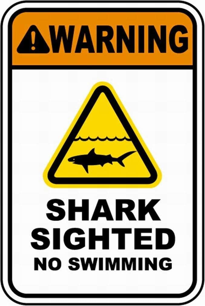 Shark Sighted No Swimming Tin Metal 12x16 Outdoor Decor Safety Sign ...