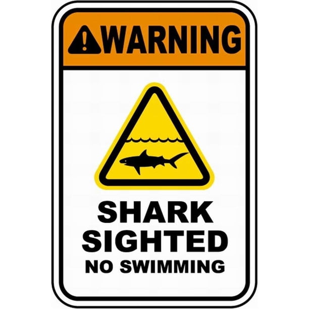 Shark Sighted No Swimming Tin Metal 12x16 Outdoor Decor Safety Sign ...