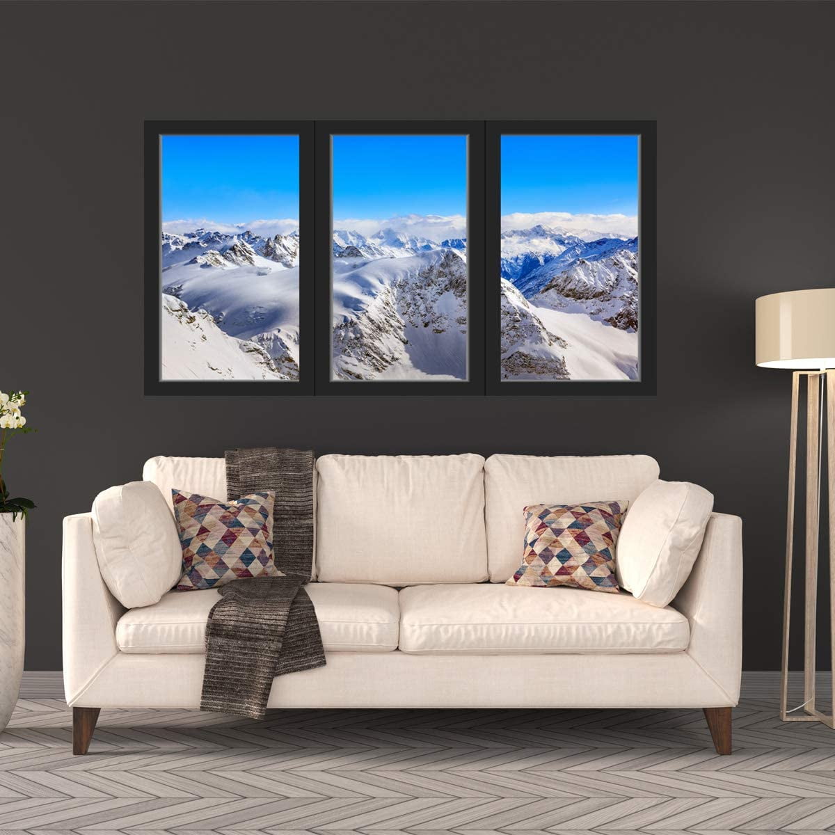 VWAQ - Snow Mountain Range 3D Window Wall Stickers for Office - Winter ...