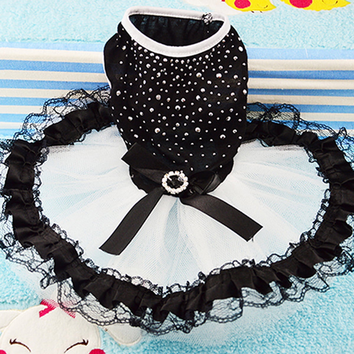 Meidiya Pet Bling Black Dog Party Dress for Cat Dog Cotton Tutu Skirt ...