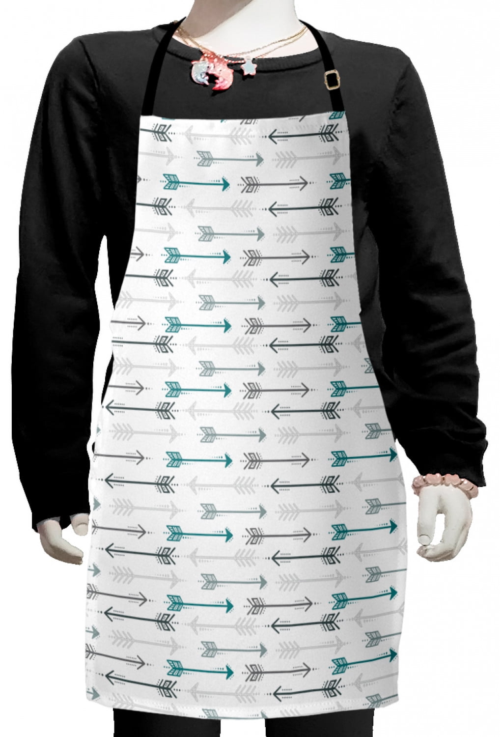 Teal Kids Apron, Retro Arrow Pattern in Horizontal Line Heading to ...