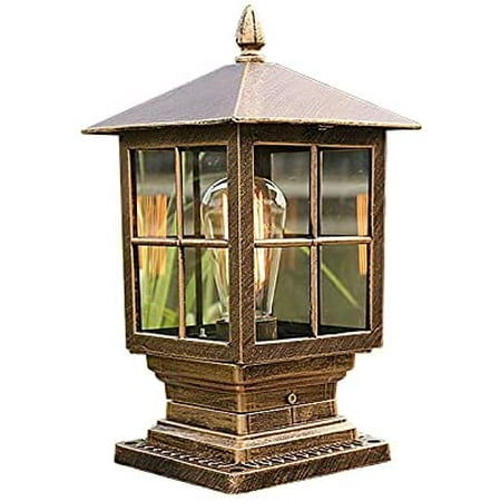 LED Post Light Outdoor, Metal Glass Post Lantern Vintage Style LED ...