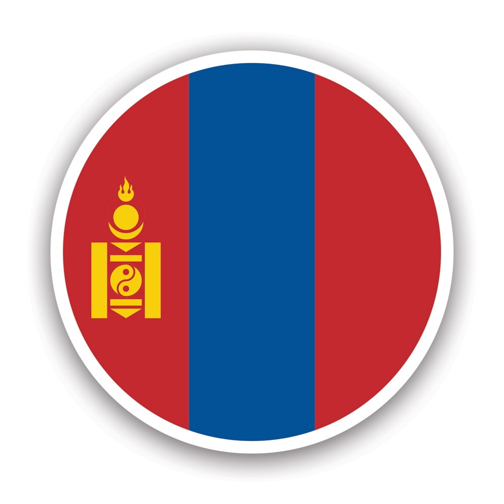 Round Mongolian Flag Sticker Decal - Self Adhesive Vinyl - Weatherproof ...