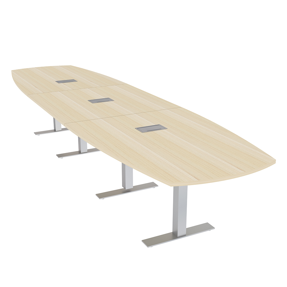 16 Person Arc Boat Modular Powered Conference Table Metal T-Bases ...