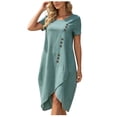 HOMBOM Dress Short Sleeve Solid Color Wrinkle Free for Women Classic ...