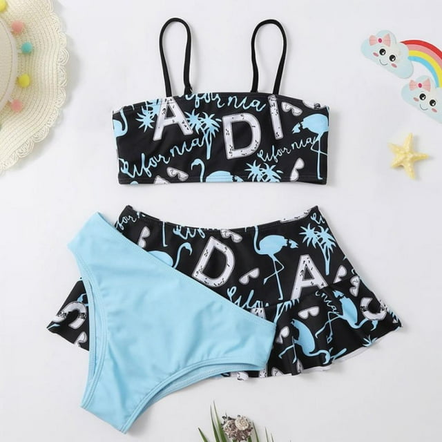 URMAGIC Girl 3 Piece Swimsuit Bathing Suits Letter Printed Bikini Set ...
