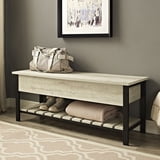 Pemberly Row 48" Open-Top Storage Bench with Shoe Shelf in White Oak ...
