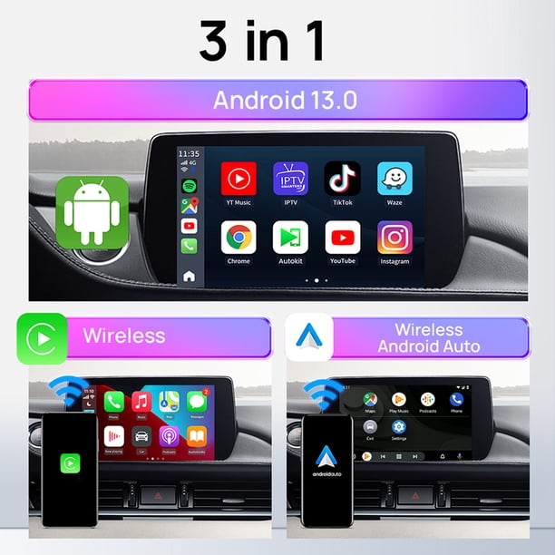 AI Wireless CarPlay Android Auto UHD Compatible con HDMI Android 13 ...
