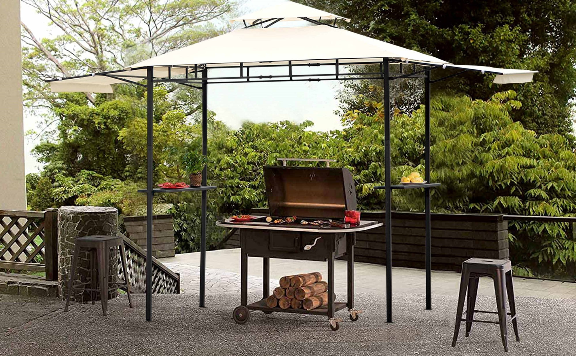 Elitezip 12'x4.3' BBQ Grill Gazebo, Outdoor Barbecue Tent with Iron ...