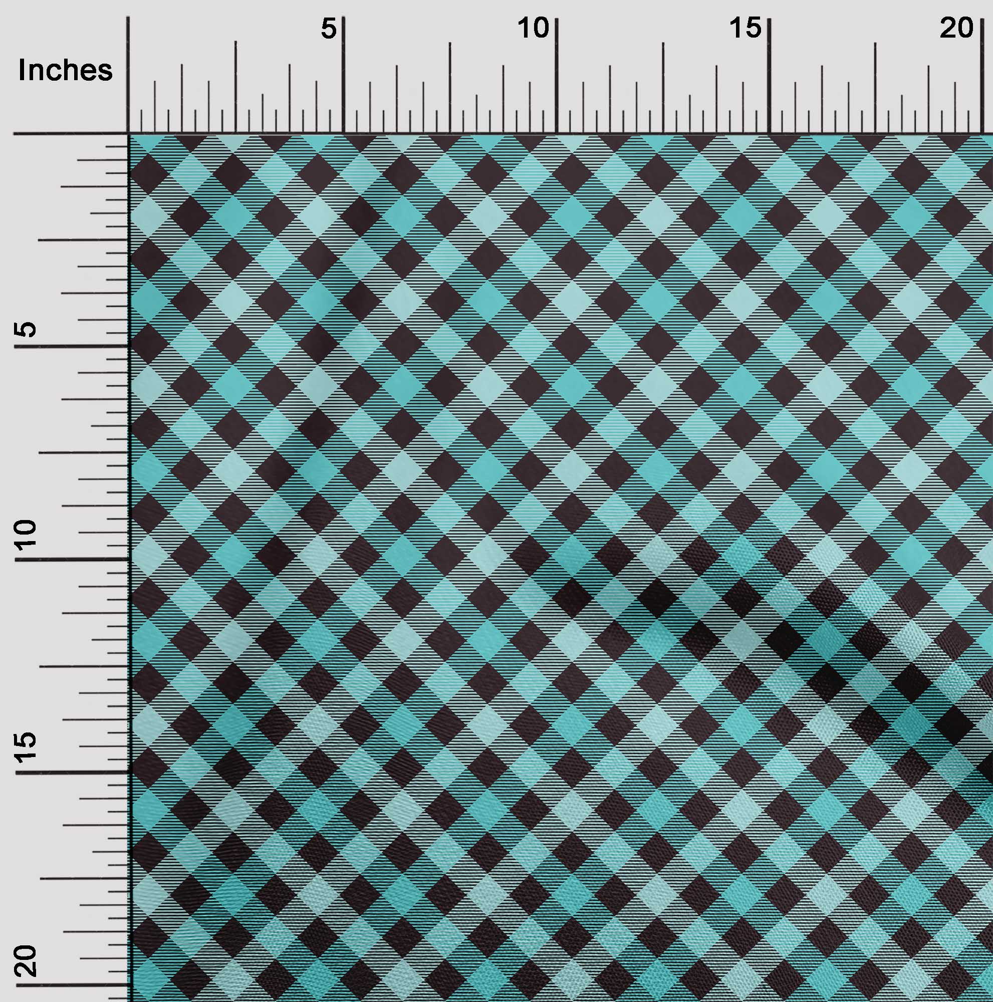 oneOone Velvet Turquoise Blue Fabric Check Diy Clothing Quilting Fabric ...