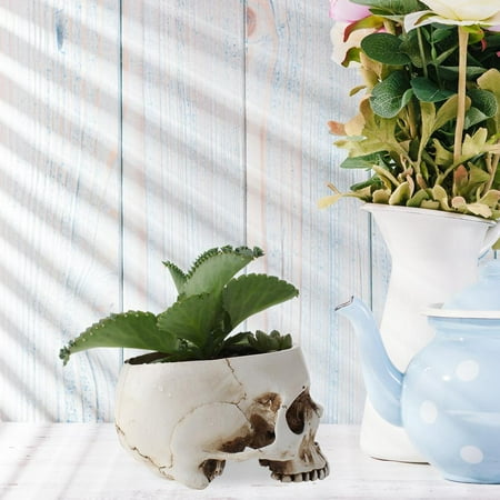 Peggybuy Resin Skeleton Flower Pot Sculptures Garden Office Container ...