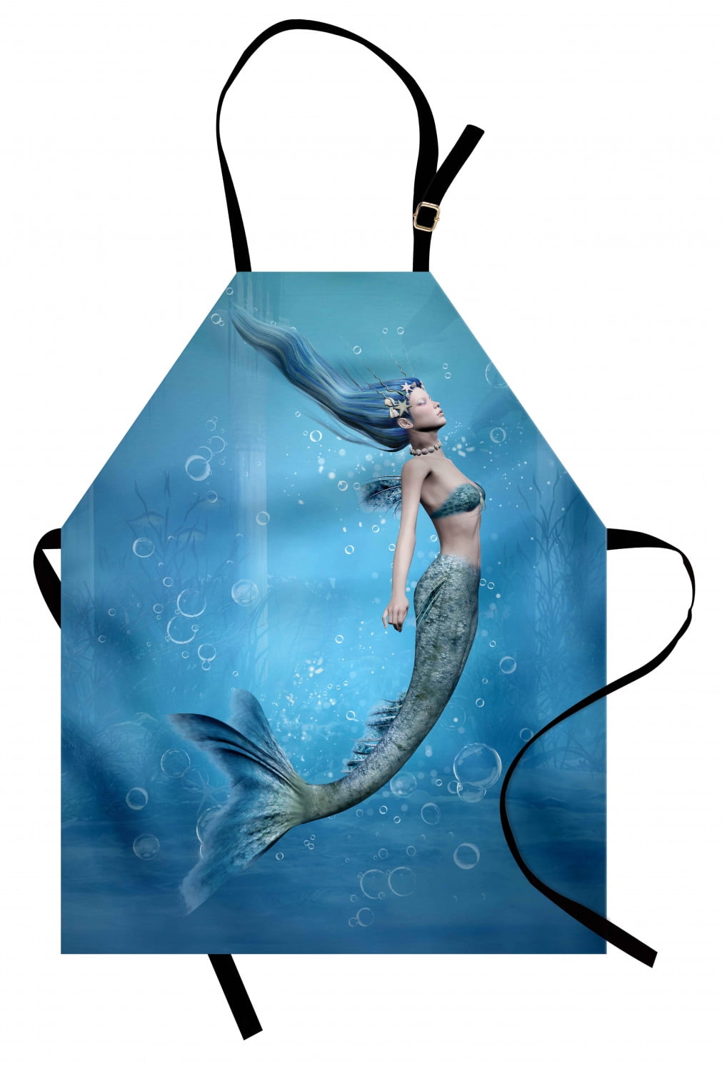 Underwater Apron Mermaid Fishtail Floating Bubbles Mythical Creature ...