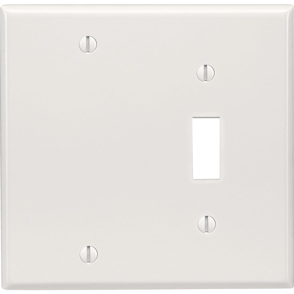 1PACK Leviton 2-Gang Thermoset Plastic Blank/Toggle Wall Plate, White ...