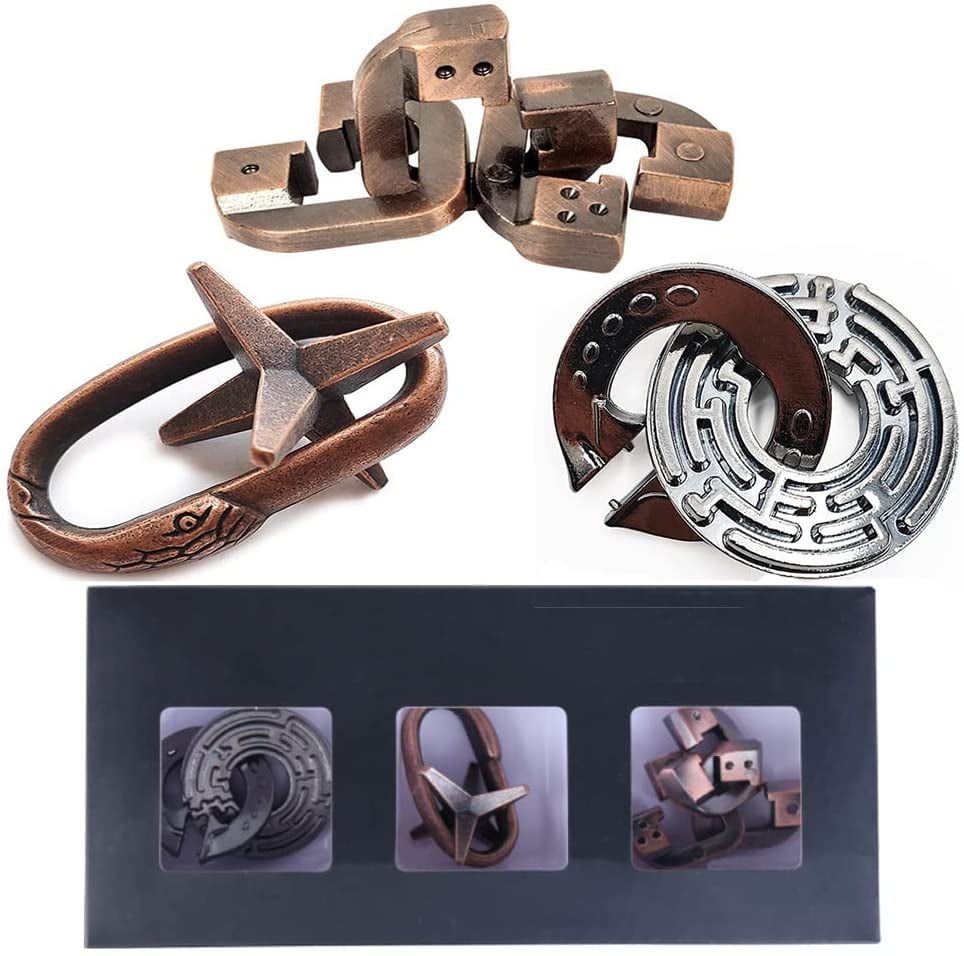 Brain Teaser Puzzle 3D Unlock Interlocking Puzzle Metal Hole Lock Adult ...