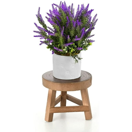 Mini Wooden Stool Display Stand - Round Wooden Decorative Flower Shelf ...