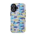 Cute Black Cat Fish Pattern Tough Phone Case for iPhone, Glossy ...