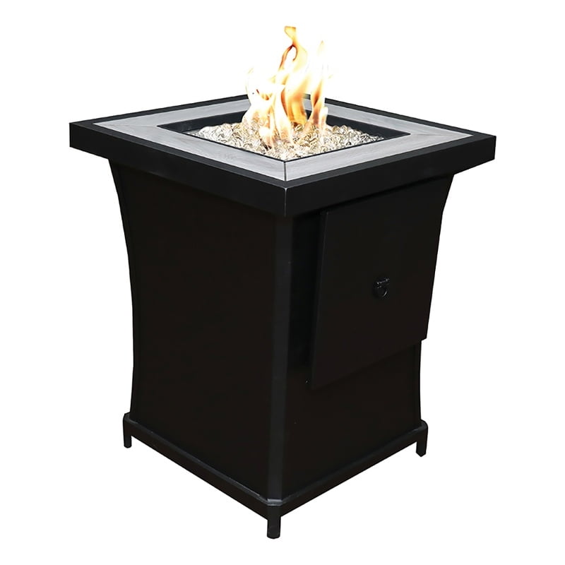 Sunbeam Urban Modern Aluminum Ceramic Top Column Fire Pit in Black ...