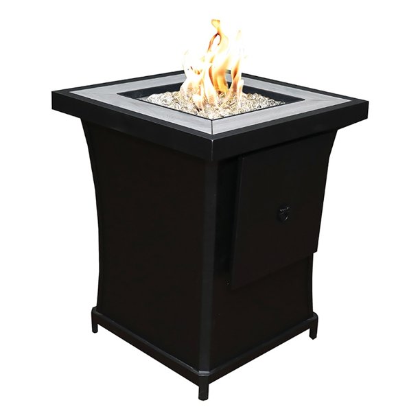 Sunbeam Urban Modern Aluminum Ceramic Top Column Fire Pit in Black ...