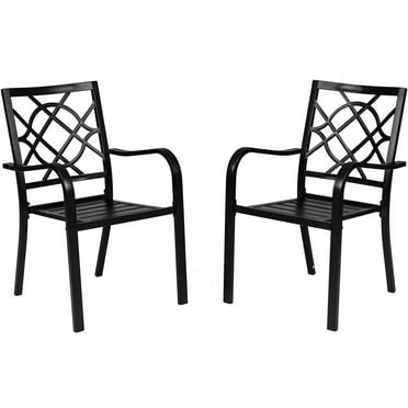 Gymax 2-Piece Patio Dining Chairs Set with Steel Frame for Yard and ...