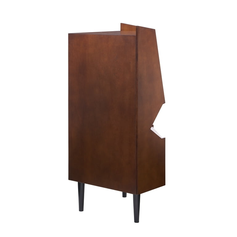 Southern enterprises hentz rotating corner bar cabinet brown store