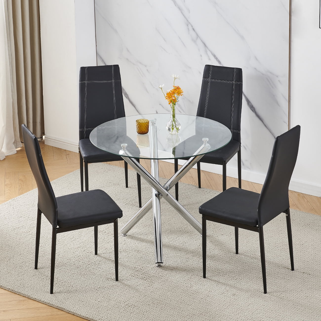 Ansley&HosHo Set of 5 Dining Table Chair Set Kitchen Chairs Dining Room ...