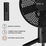 Sharper Image SPIN 12 Oscillating Desktop Fan, Remote Control, 16.5 ...