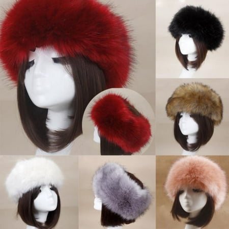 Thick Fluffy Russian Cap Faux Fur Headband Hat Winter Earwarmer Ski ...
