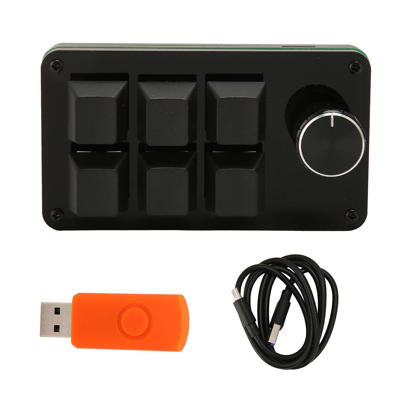 Mini 6-Key Keyboard with Knob, Hot Swappable Blue Mechanical Switches ...