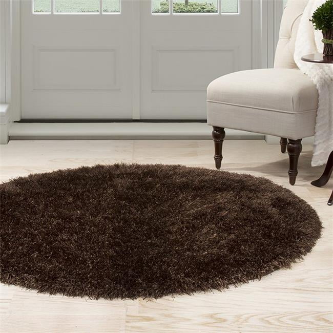 Lavish Home 62-CHO5RD 5 ft. Round Shag Area Rug - Chocolate - Walmart.com