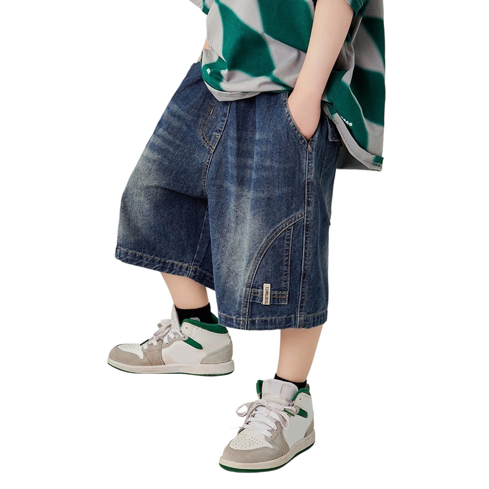 Click here for Chengzi Teen Boys Jean Shorts casual Wide Leg Deni... prices