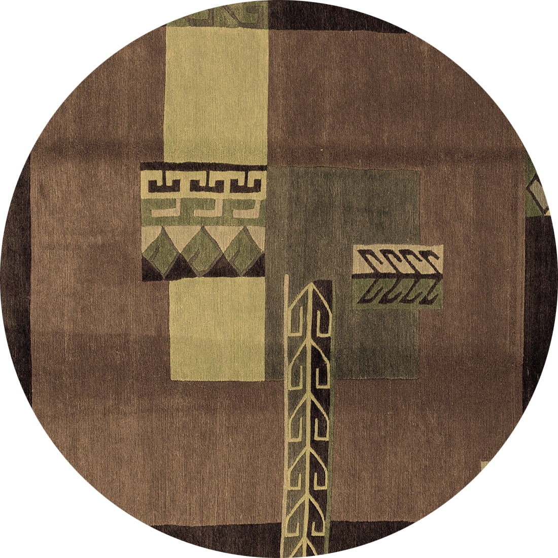 Ahgly Company Indoor Round Abstract Brown Modern Area Rugs, 8' Round ...