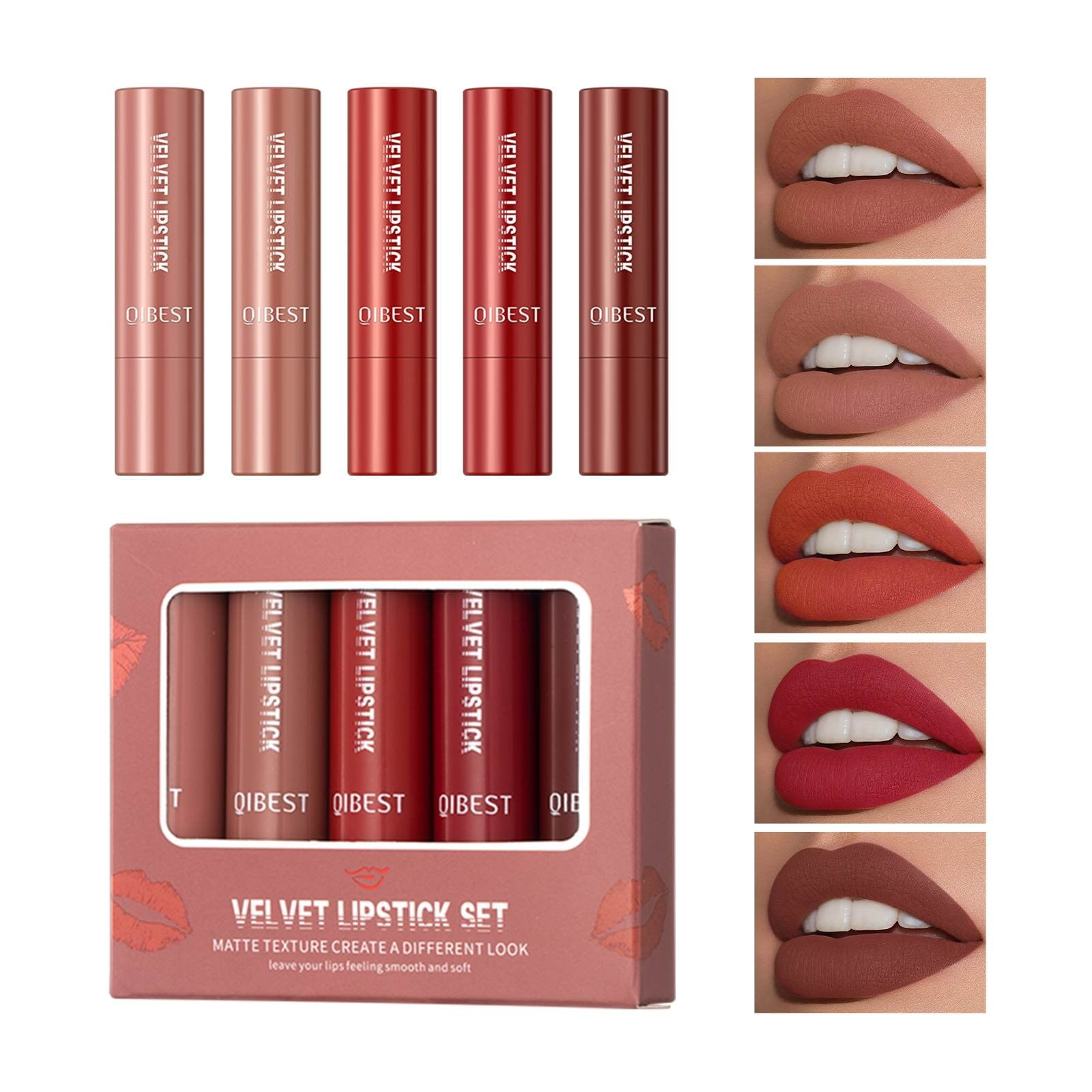 Set de Labiales Mate Antiadherentes | Color de Labios Terciopelado y de ...