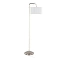 Puck 63” Contemporary Metal Floor Lamp in Brushed Nickel with White ...