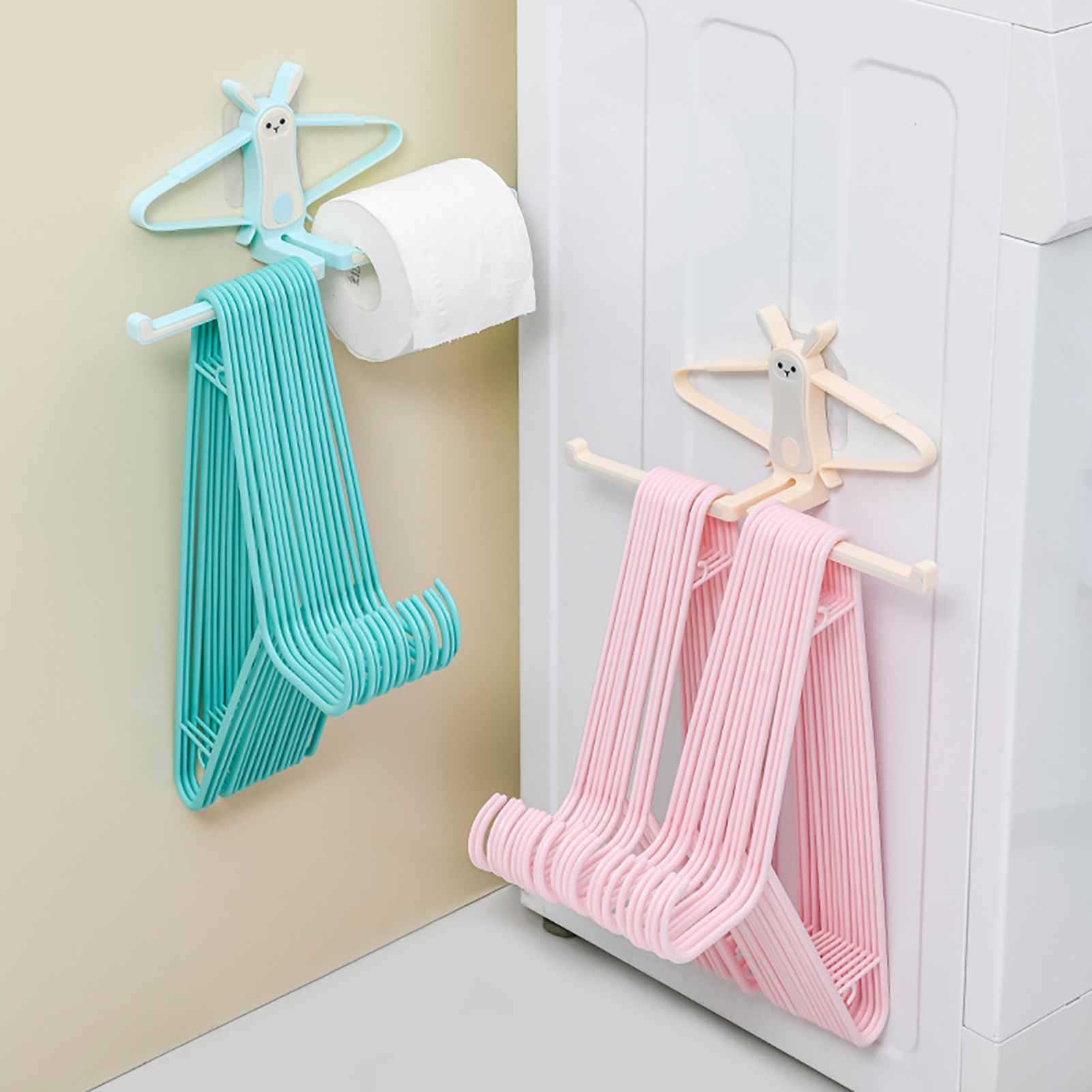 Hanger Storage Rack Rabbit Shape Storage Clothes Hanger Self Adhesion ...