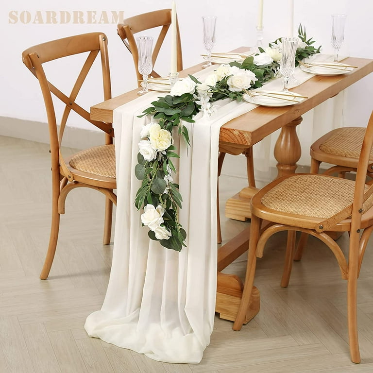 SoarDream Ivory Chiffon Table Runner 2 Packs 27 x120 Chiffon Draping Fabric Long Romantic Wedding Party Walmart