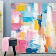 Abstract Colorful Shower Curtain 72Wx72H Watercolor Pink Blue Oil ...