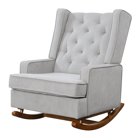 Baxton Studio Waldmann Fabric Wingback & Slat Back Rocking Chair, Grey ...