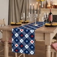 Blue Red Star Plaid Burlap Cotton Table Runner 13x60 Inches Long, Navy ...