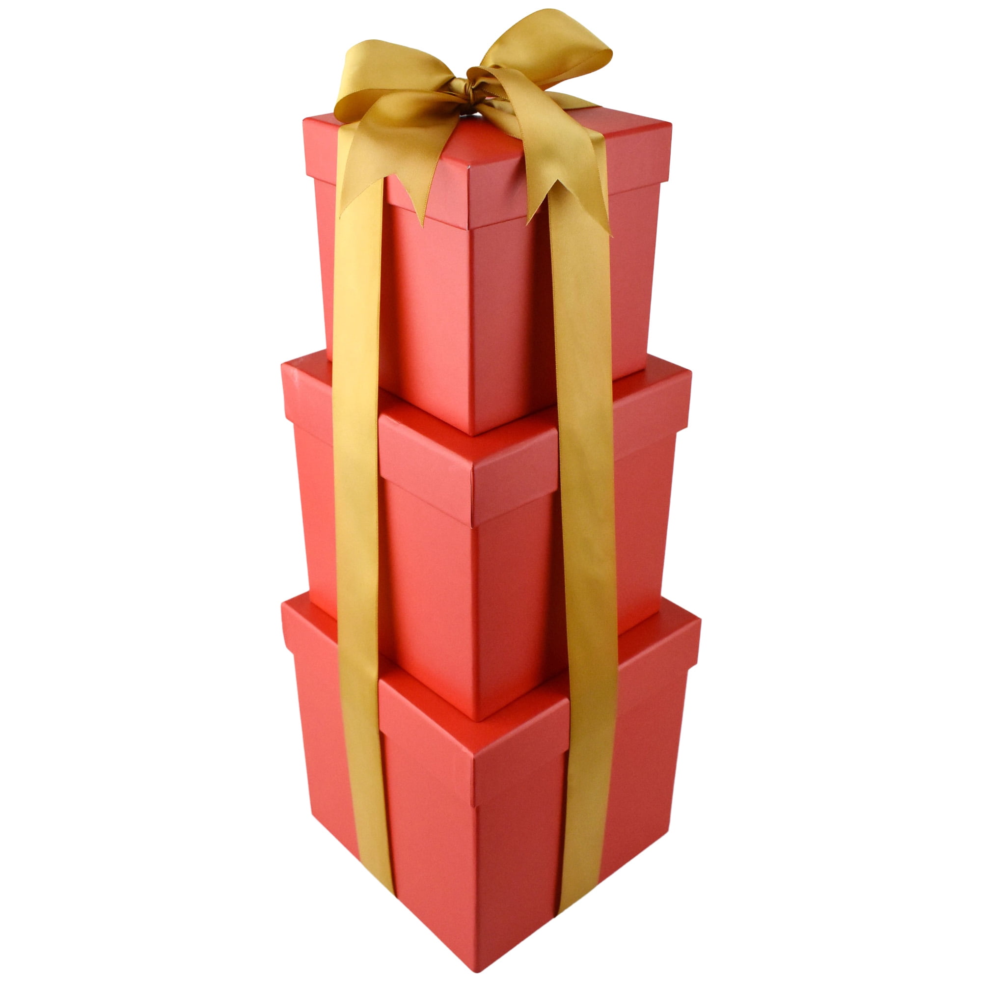 Homeford Nested Square Gift Boxes, Red, 5-inch, 6-inch, 7-inch, 3-piece ...