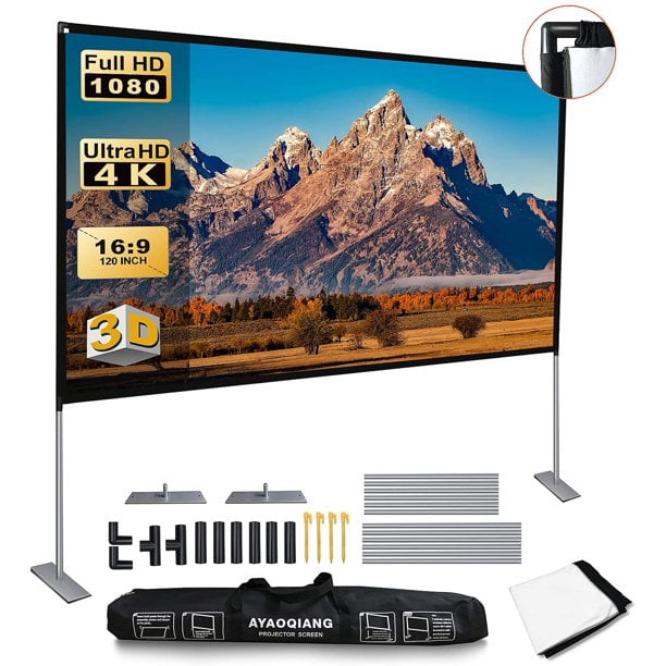 Projector Screen with Stand,120 inch Portable Projection Screen with ...