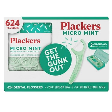 Plackers Micro Mint Flossers Travel Case, Pack of 12 Cases (144 ...